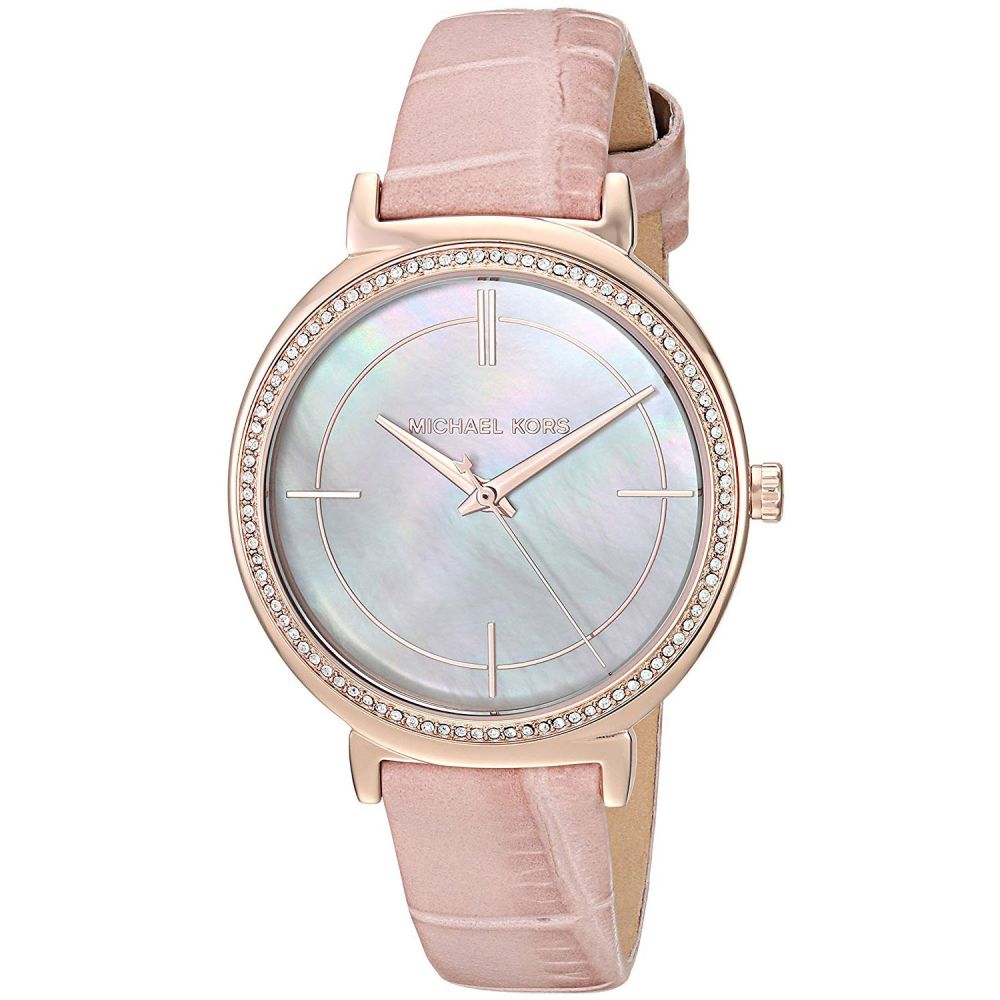 Michael Kors Cinthia Mother Of Pearl Blush Leather Women's Watch MK2663 ...
