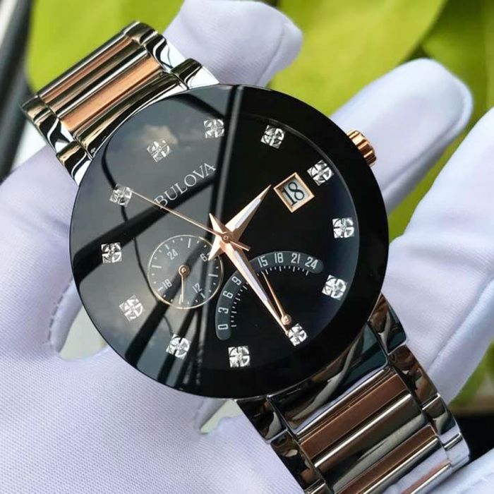 Bulova Diamond Demi Vàng Hồng Mặt Tròn Màu Đen Dây Kim Loai 98D129 xách ...