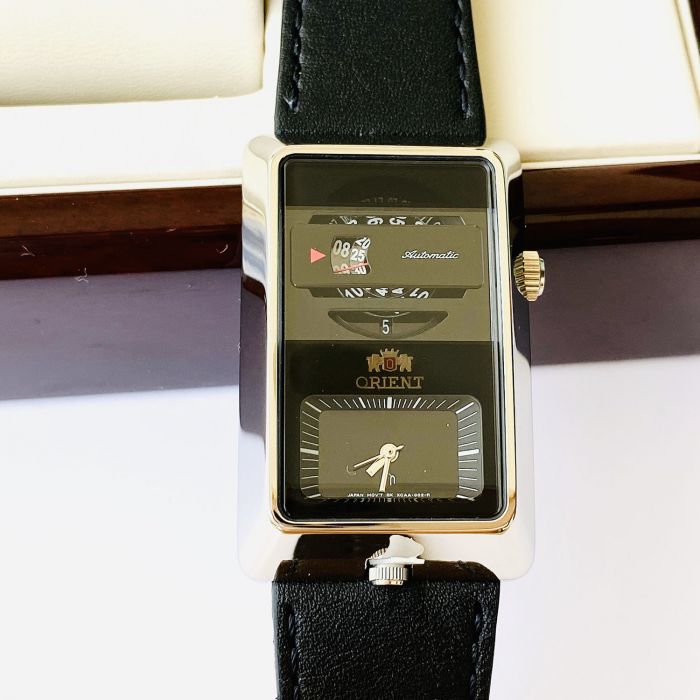 Orient Dual Time Analog Automatic Mặt Chữ Nhật Dây Da Màu Đen ...