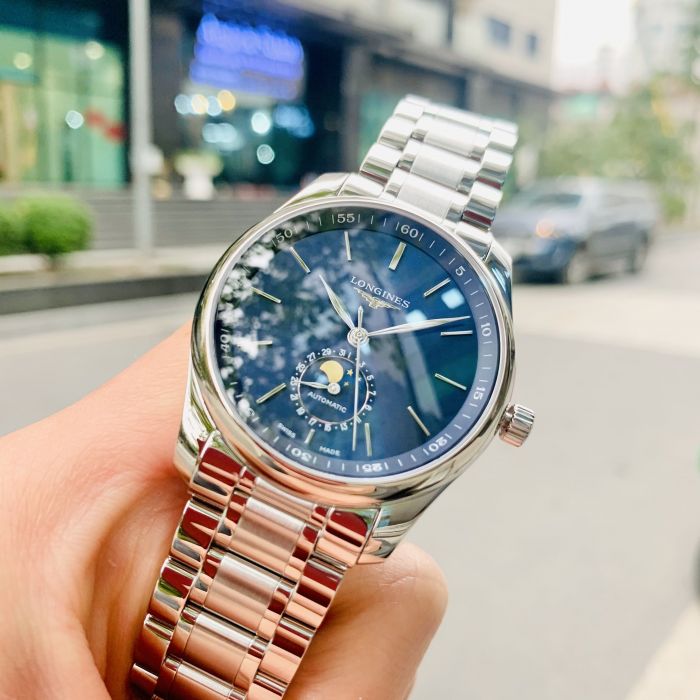 Longines Master Automatic Moonphase Blue Mặt Tròn Dây Kim Loại ...