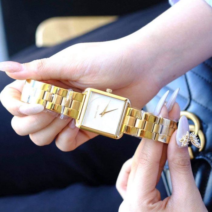 Michael Kors Lake White Mặt Vuông Dây Kim Loại Màu Vàng MK3644 xách tay ...