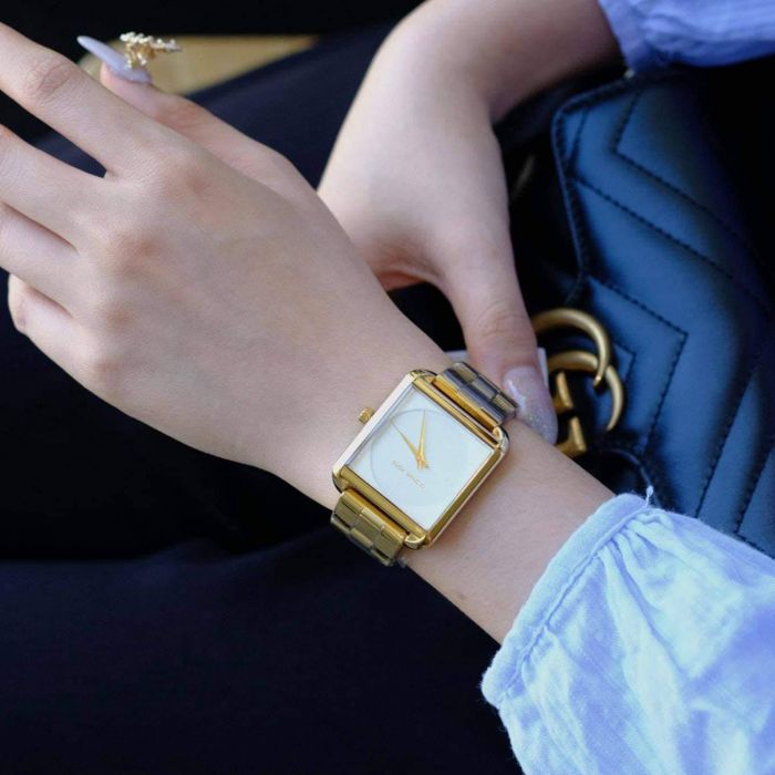 Michael Kors Lake White Mặt Vuông Dây Kim Loại Màu Vàng MK3644 xách tay ...