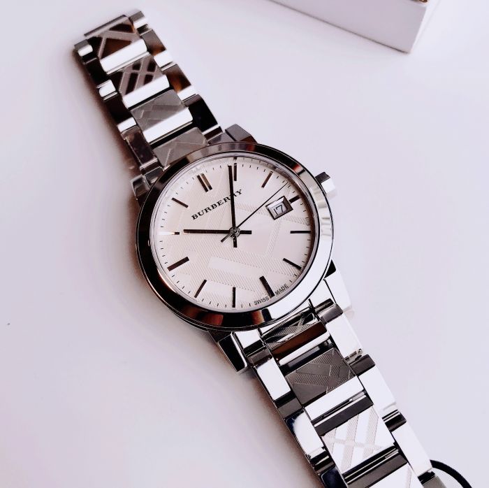 Burberry Mặt Số Trắng Tròn Dây Kim Loại Bạc BU9144 xách tay chính hãng ...