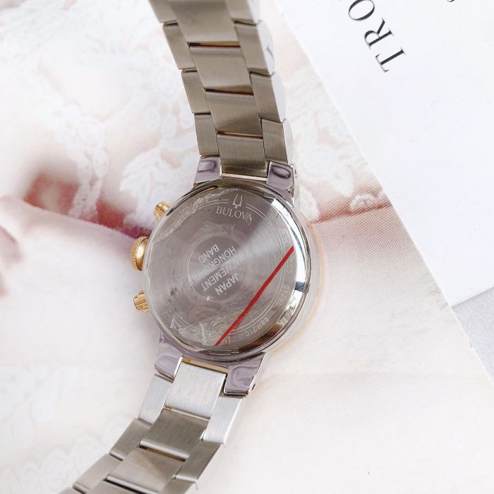 Bulova Diamonds Chronograph Dây kim loại Demi 98R210 xách tay chính ...